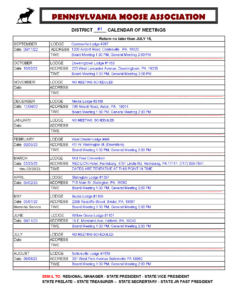 District 1 – Pennsylvania Moose Association