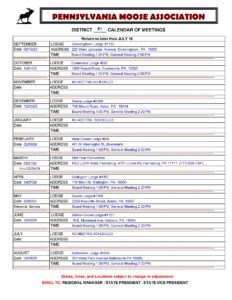 District 1 – Pennsylvania Moose Association