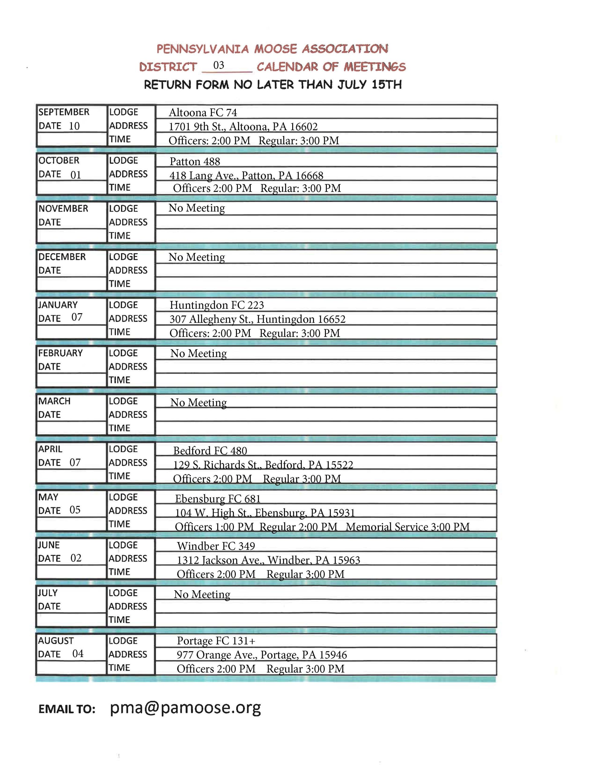 District 3 – Pennsylvania Moose Association