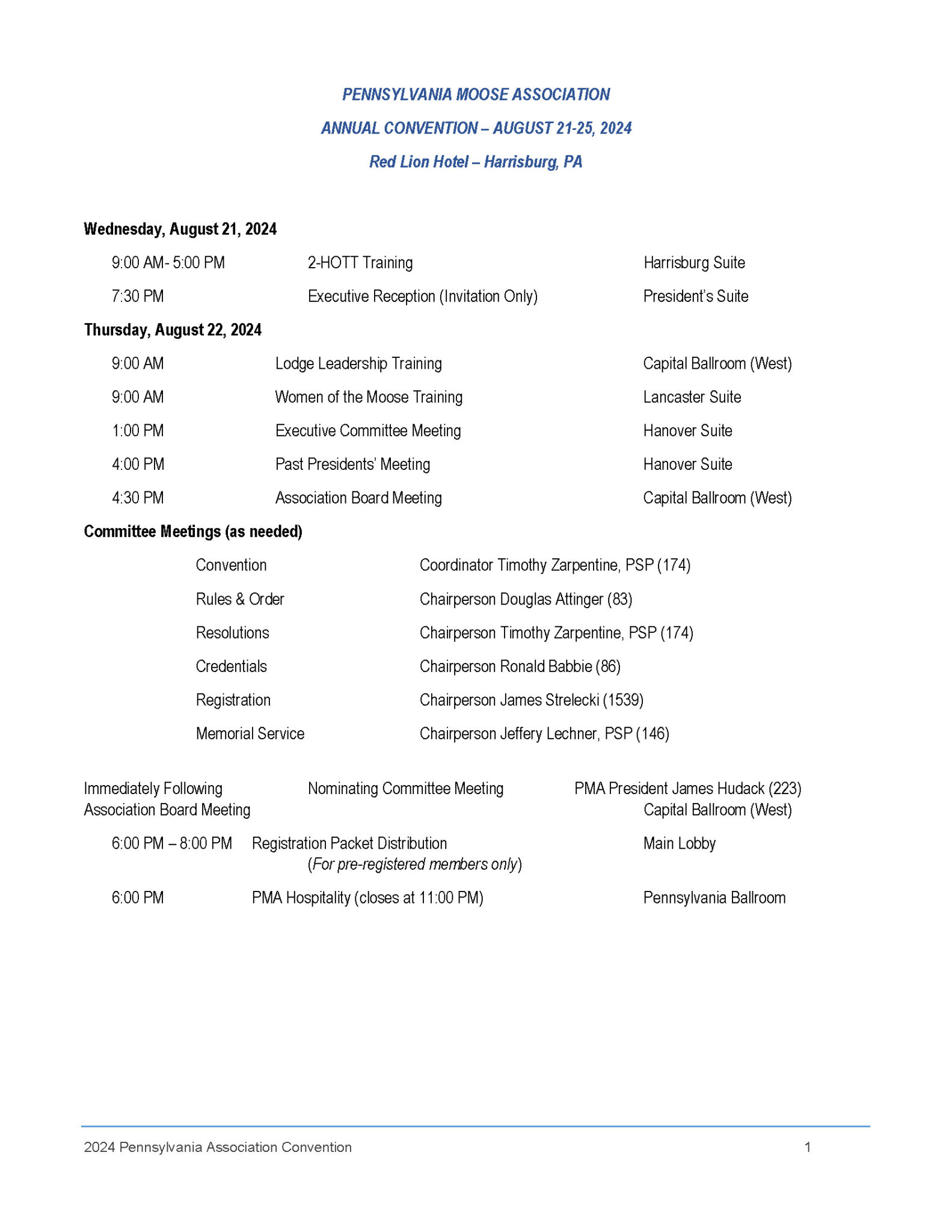 Conference & Convention – Pennsylvania Moose Association