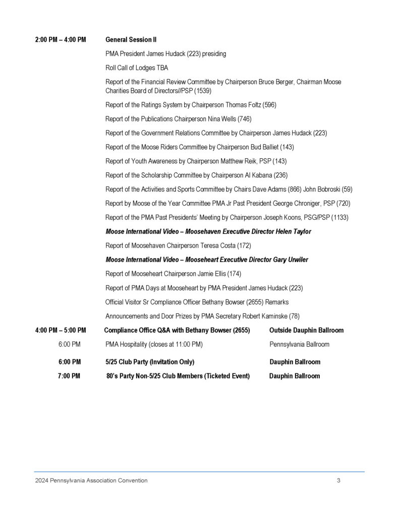 Conference & Convention – Pennsylvania Moose Association