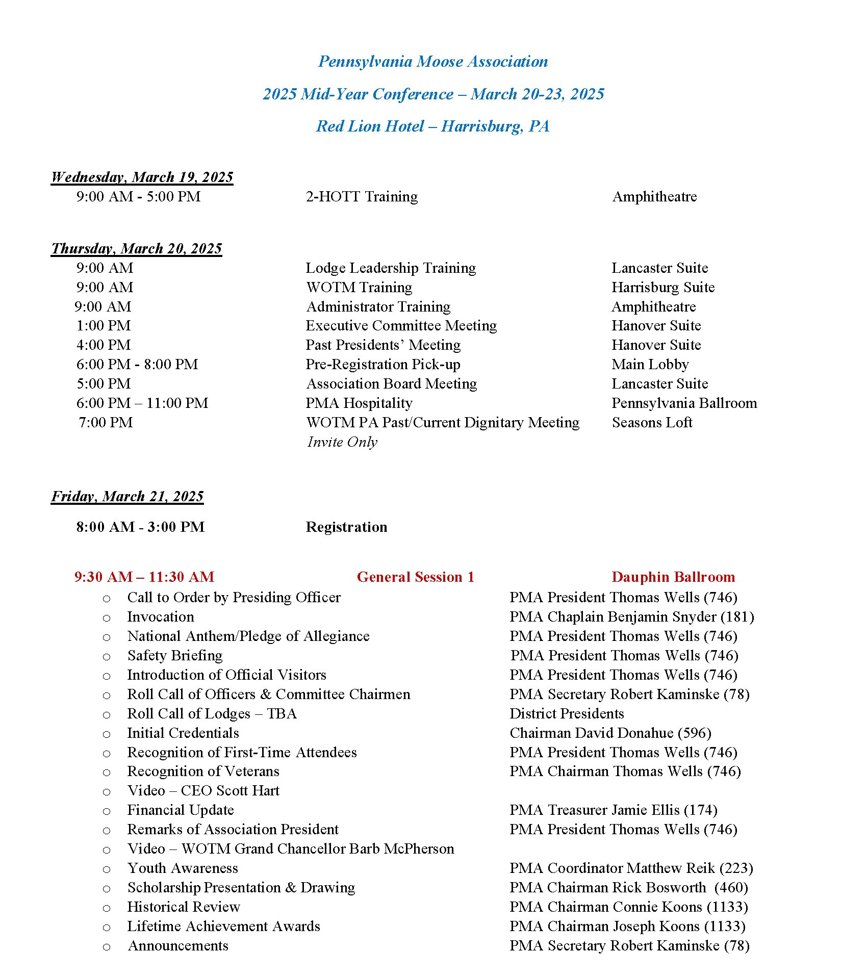 Conference – Convention – Pennsylvania Moose Association