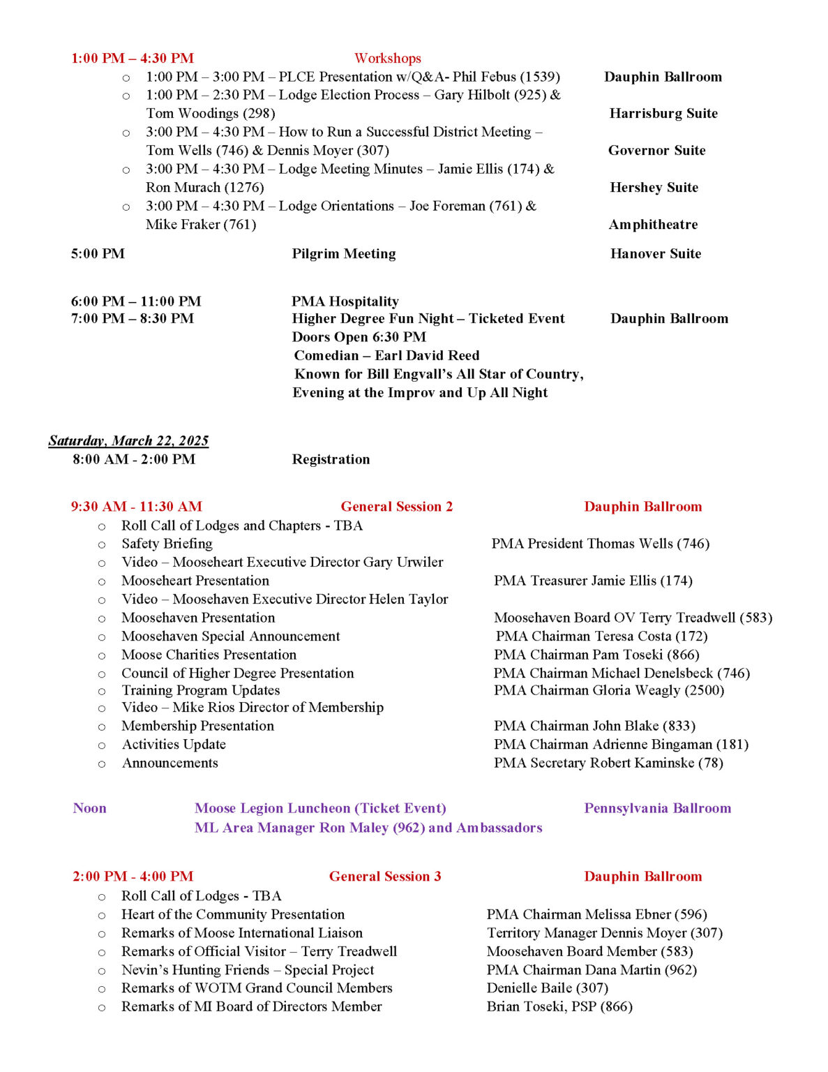 Conference – Convention – Pennsylvania Moose Association